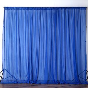 BalsaCircle 10 feet x 10 feet Royal Blue Sheer Voile Backdrop Drapes Curtains 2 Panels 5x10 ft - Wedding Ceremony Home Decorations