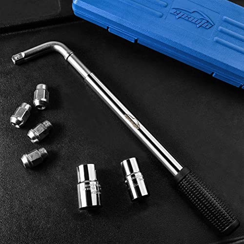 EPAuto Telescoping Lug Wrench, Wheel Wrench with CR-V Sockets (17/19, 21/22mm)