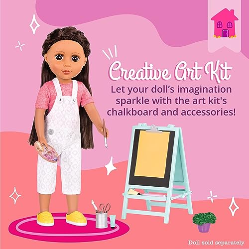 Glitter Girls by Battat – Creative Art Kit Chalkboard Easel Accessory Set – 14-inch Doll Clothes and Accessories for Girls Age 3 and Up – Children’s Toys, 14 inches , Black