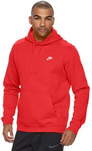 nike men's sportswear club pullover hoodie, university red/university red/white