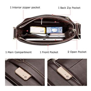 LAORENTOU Men's Genuine Leather Shoulder Bag, Business Crossbody Bag for Men Messenger Bags Leather Purse Men's Side Bags