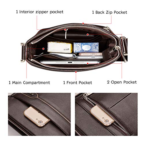 LAORENTOU Men's Genuine Leather Shoulder Bag, Business Crossbody Bag for Men Messenger Bags Leather Purse Men's Side Bags