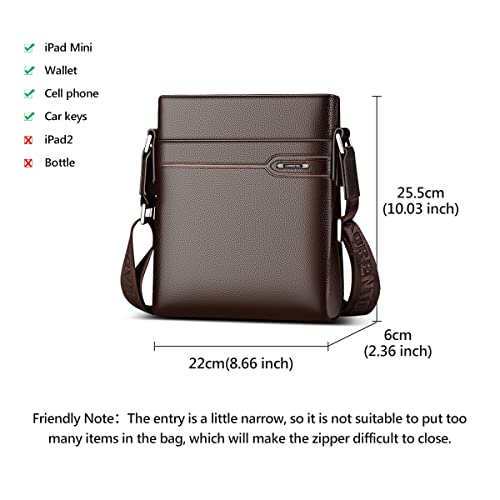 LAORENTOU Men's Genuine Leather Shoulder Bag, Business Crossbody Bag for Men Messenger Bags Leather Purse Men's Side Bags