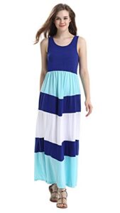 demetory women`s chevron zig zag striped tank top maxi dress (small, 1214 navy)