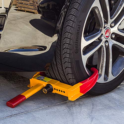 OxGord Trailer Wheel Lock - Heavy Duty w/Adjustable Tire Clamp Boot, Anti Theft Chock Claw, Parking Stabilizer for Rolling Away & Towing Prevention - Universal Car Accessories for Auto Boat RV Camper