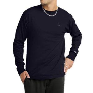 champion men's, classic long sleeve graphic t-shirt (reg. or big & tall), navy, x-large