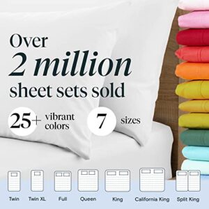 LuxClub 6 PC California King Size Sheet Set Bed Sheets Deep Pockets 18" Eco Friendly Wrinkle Free Cooling Sheets Machine Washable Hotel Bedding Silky Soft - White California King