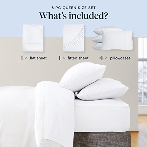 LuxClub 6 PC California King Size Sheet Set Bed Sheets Deep Pockets 18" Eco Friendly Wrinkle Free Cooling Sheets Machine Washable Hotel Bedding Silky Soft - White California King