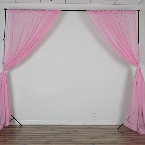 BalsaCircle 10 feet x 10 feet Pink Sheer Voile Backdrop Drapes Curtains 2 Panels 5x10 ft - Wedding Ceremony Party Home Decorations