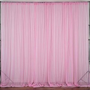 BalsaCircle 10 feet x 10 feet Pink Sheer Voile Backdrop Drapes Curtains 2 Panels 5x10 ft - Wedding Ceremony Party Home Decorations