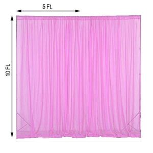 BalsaCircle 10 feet x 10 feet Pink Sheer Voile Backdrop Drapes Curtains 2 Panels 5x10 ft - Wedding Ceremony Party Home Decorations