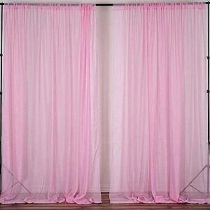 BalsaCircle 10 feet x 10 feet Pink Sheer Voile Backdrop Drapes Curtains 2 Panels 5x10 ft - Wedding Ceremony Party Home Decorations