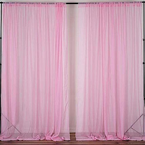 BalsaCircle 10 feet x 10 feet Pink Sheer Voile Backdrop Drapes Curtains 2 Panels 5x10 ft - Wedding Ceremony Party Home Decorations