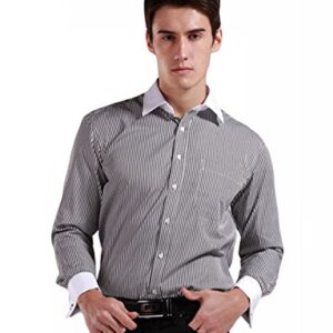 Cloudstyle Men's Dress Shirt Slim Fit Button Down Stripe Checked Shirt