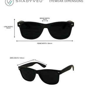 ShadyVEU Super Dark Round Sunglasses UV400 Casual Blacked Out 80's Retro Shades (Soft 2-Pack Deal, Dark Black)