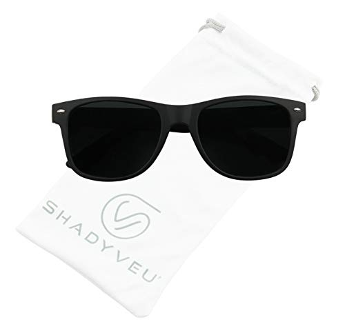 ShadyVEU Super Dark Round Sunglasses UV400 Casual Blacked Out 80's Retro Shades (Soft 2-Pack Deal, Dark Black)