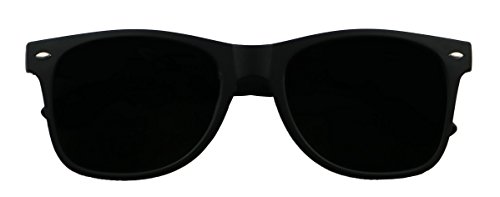 ShadyVEU Super Dark Round Sunglasses UV400 Casual Blacked Out 80's Retro Shades (Soft 2-Pack Deal, Dark Black)