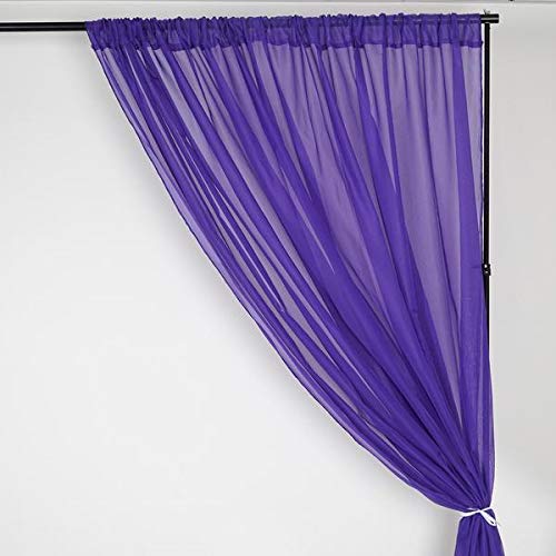 BalsaCircle 10 feet x 10 feet Purple Sheer Voile Backdrop Drapes Curtains 2 Panels 5x10 ft - Wedding Ceremony Party Home Decorations