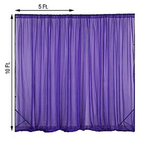 BalsaCircle 10 feet x 10 feet Purple Sheer Voile Backdrop Drapes Curtains 2 Panels 5x10 ft - Wedding Ceremony Party Home Decorations