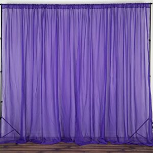 BalsaCircle 10 feet x 10 feet Purple Sheer Voile Backdrop Drapes Curtains 2 Panels 5x10 ft - Wedding Ceremony Party Home Decorations