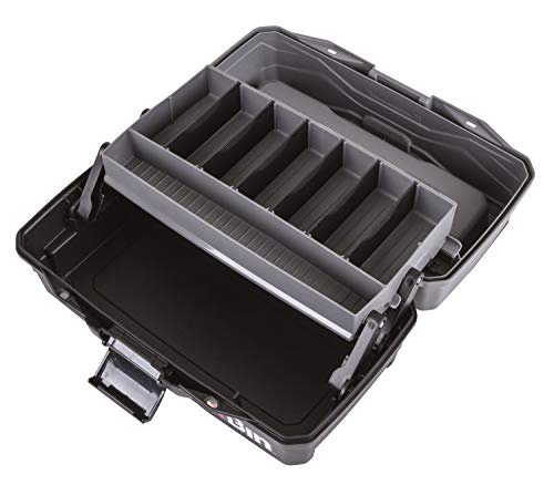 ArtBin 6891AG 1-Tray Art Supply Box, Portable Art & Craft Organizer with Lift-Up Tray, [1] Plastic Storage Case, Gray/Black