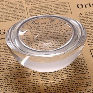 OwnMy 4" Crystal Glass Magnifier, Glide Paperweight Magnifying Glass Dome, Crystal Half Ball Sphere Lens for Photography/Decoration, Reading Aid