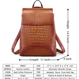 COOLCY Women Real Leather Backpack Shoulder Bag