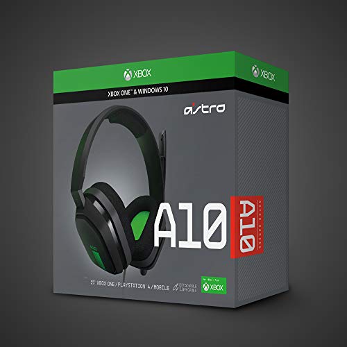 ASTRO Gaming A10 Wired Gaming Headset, Lightweight and Damage Resistant, ASTRO Audio, 3.5 mm Audio Jack, for Xbox Series X|S| One, PS5, PS4, Nintendo Switch, PC, Mac- Black/Green