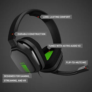 ASTRO Gaming A10 Wired Gaming Headset, Lightweight and Damage Resistant, ASTRO Audio, 3.5 mm Audio Jack, for Xbox Series X|S| One, PS5, PS4, Nintendo Switch, PC, Mac- Black/Green