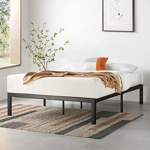 Mellow Rocky Base E 14" Platform Bed Heavy Duty Steel Black, w/ Patented Wide Steel Slats (No Box Spring Needed) - Cal King