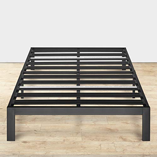 Mellow Rocky Base E 14" Platform Bed Heavy Duty Steel Black, w/ Patented Wide Steel Slats (No Box Spring Needed) - Cal King