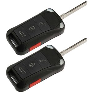 key fob keyless entry flip remote uncut shell case & pad fits porsche 2003-2011 cayenne, set of 2