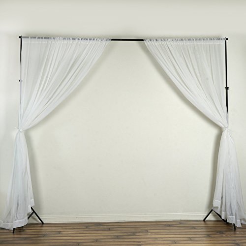 BalsaCircle 10 feet x 10 feet White Sheer Voile Backdrop Drapes Curtains 2 Panels 5x10 ft - Wedding Ceremony Party Home Decorations