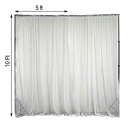 BalsaCircle 10 feet x 10 feet White Sheer Voile Backdrop Drapes Curtains 2 Panels 5x10 ft - Wedding Ceremony Party Home Decorations