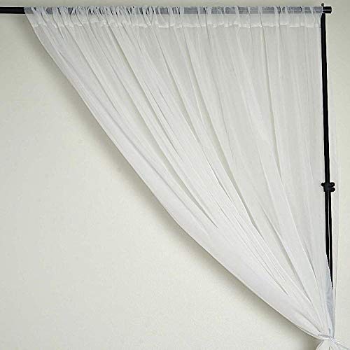 BalsaCircle 10 feet x 10 feet White Sheer Voile Backdrop Drapes Curtains 2 Panels 5x10 ft - Wedding Ceremony Party Home Decorations