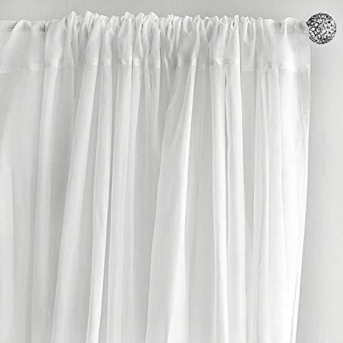 BalsaCircle 10 feet x 10 feet White Sheer Voile Backdrop Drapes Curtains 2 Panels 5x10 ft - Wedding Ceremony Party Home Decorations