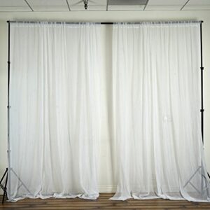 BalsaCircle 10 feet x 10 feet White Sheer Voile Backdrop Drapes Curtains 2 Panels 5x10 ft - Wedding Ceremony Party Home Decorations