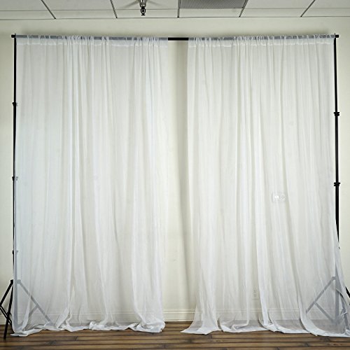 BalsaCircle 10 feet x 10 feet White Sheer Voile Backdrop Drapes Curtains 2 Panels 5x10 ft - Wedding Ceremony Party Home Decorations