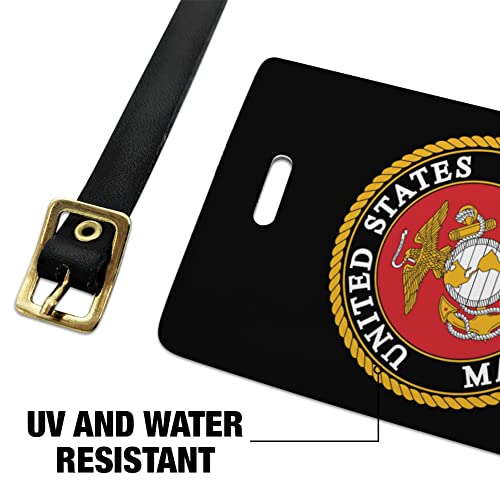 Marines USMC Emblem Black Yellow Red Luggage ID Tags Cards Set of 2