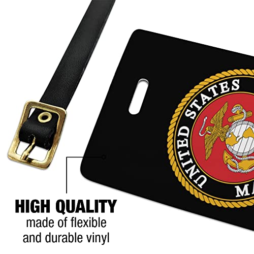 Marines USMC Emblem Black Yellow Red Luggage ID Tags Cards Set of 2