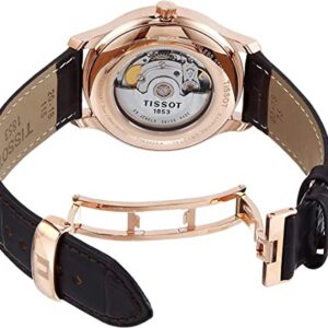 Tissot Mens Tradition Automatic Small Second 316L Stainless Steel case with Rose Gold PVD Coating Automatic Watch, Brown, Leather, 20 (T0634283606800)