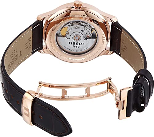 Tissot Mens Tradition Automatic Small Second 316L Stainless Steel case with Rose Gold PVD Coating Automatic Watch, Brown, Leather, 20 (T0634283606800)