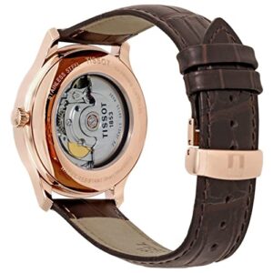 Tissot Mens Tradition Automatic Small Second 316L Stainless Steel case with Rose Gold PVD Coating Automatic Watch, Brown, Leather, 20 (T0634283606800)