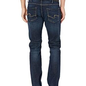 Silver Jeans Co. Men's Allan Slim Fit Straight Leg Jeans, Dark Wash BBS491, 32W x 32L