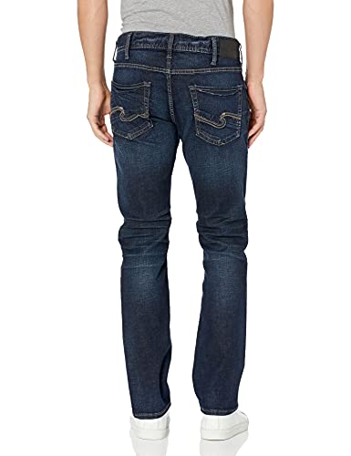 Silver Jeans Co. Men's Allan Slim Fit Straight Leg Jeans, Dark Wash BBS491, 32W x 32L