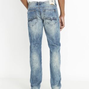 Buffalo David Bitton Men's Relaxed Straight Driven Jeans, Sandblasted Blue Wash Indigo, 34W x 32L