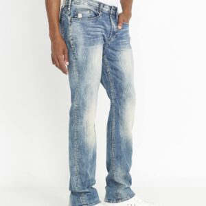 Buffalo David Bitton Men's Relaxed Straight Driven Jeans, Sandblasted Blue Wash Indigo, 34W x 32L