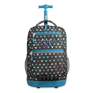 j world new york sundance rolling backpack girl boy roller bookbag, sprinkle, 20 inch