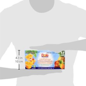 Dole Fruit Bowls No Sugar Added Variety Pack, Peaches, Mandarin Oranges & Cherry Mixed Fruit, Back To School, Gluten Free Snack, 4oz, 12 Cups