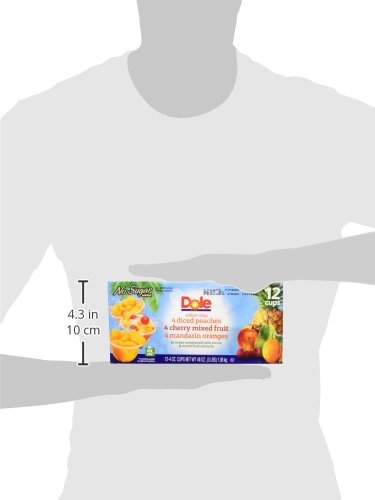 Dole Fruit Bowls No Sugar Added Variety Pack, Peaches, Mandarin Oranges & Cherry Mixed Fruit, Back To School, Gluten Free Snack, 4oz, 12 Cups